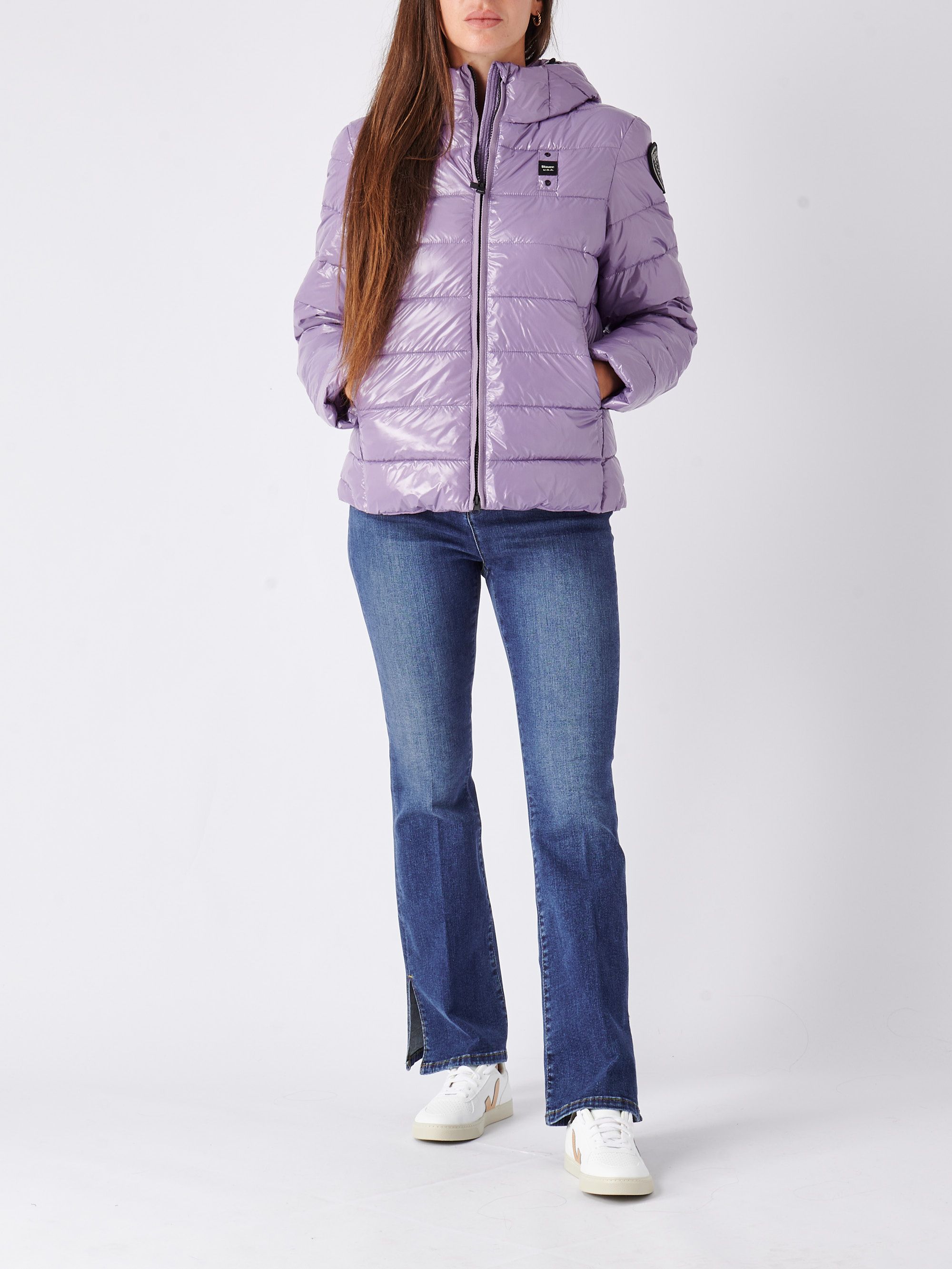 Doudoune fille Blauer avec patch logo Lilas | Caposerio.com